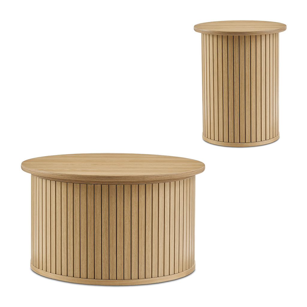 Quin Coffee Table & Side Table, Light Oak – Mopio
