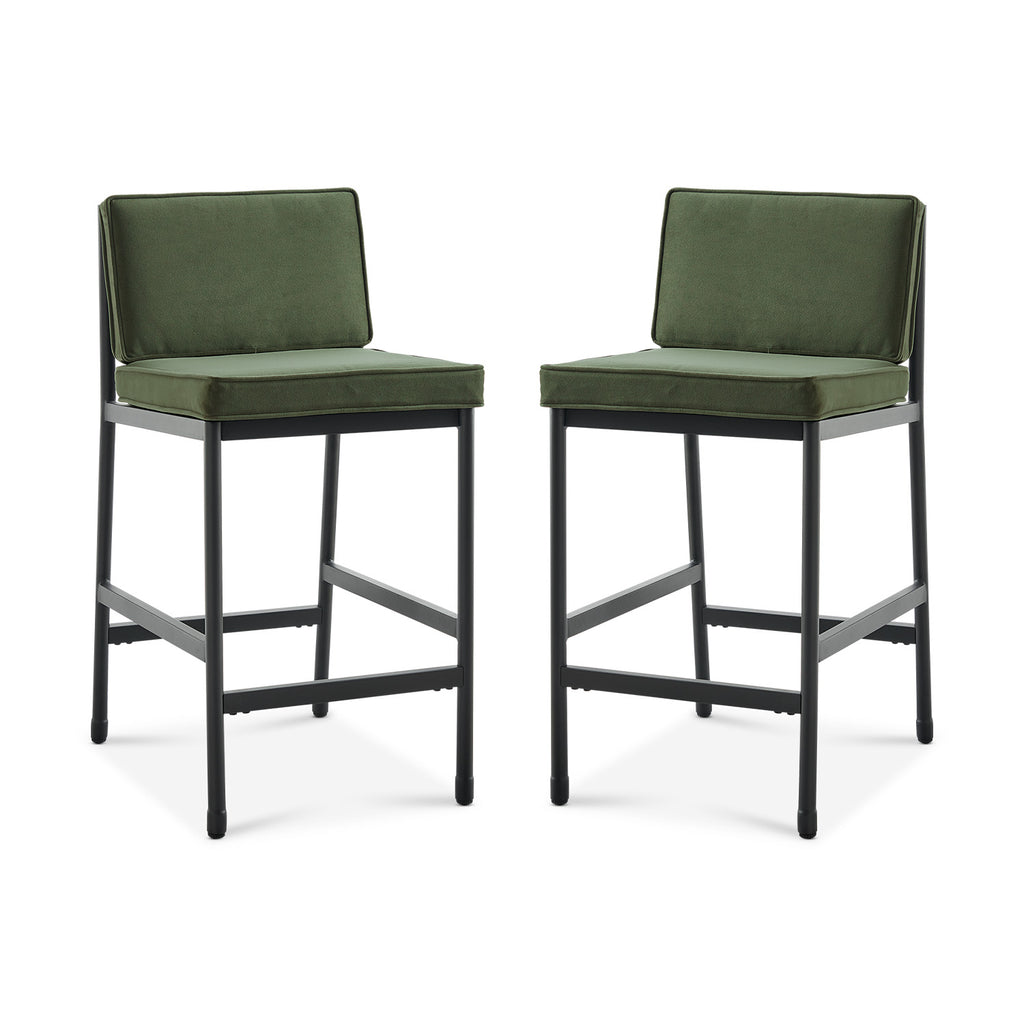 Odelia Counter Chairs (Olive Green Velvet) | Mopio