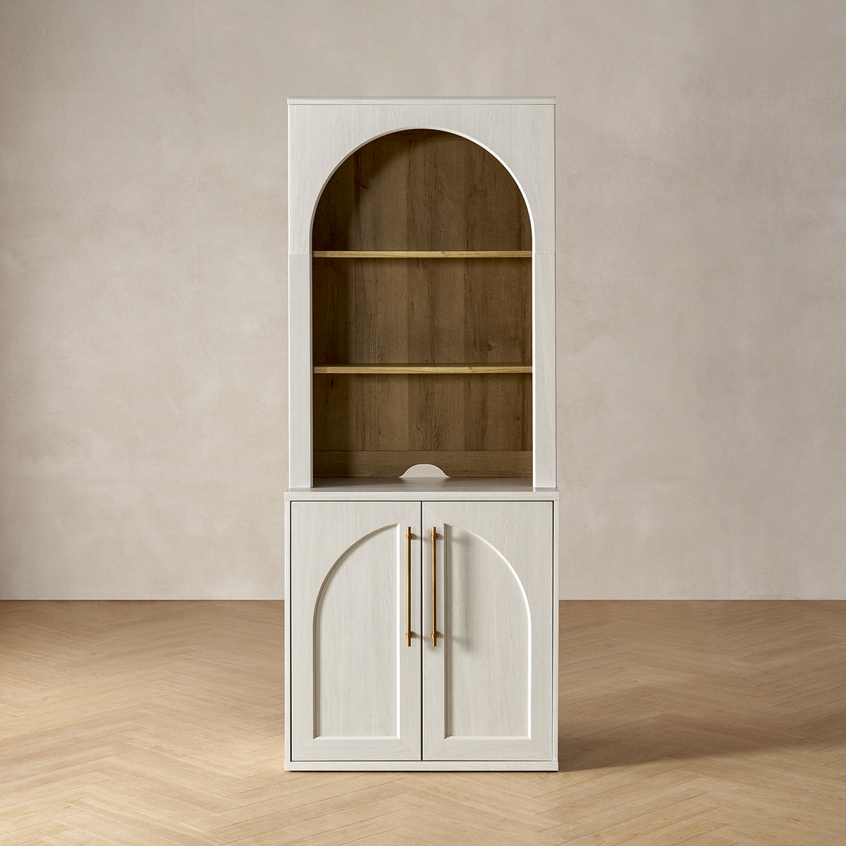 Blake Modular Storage Cabinet with Hutch Arched, White Oak – Mopio