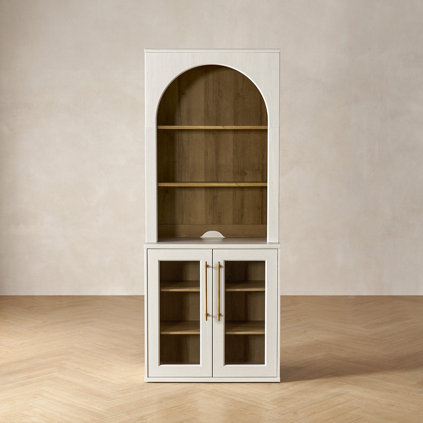 Blake Modular Storage Cabinet with Hutch Acrylic, White Oak – Mopio