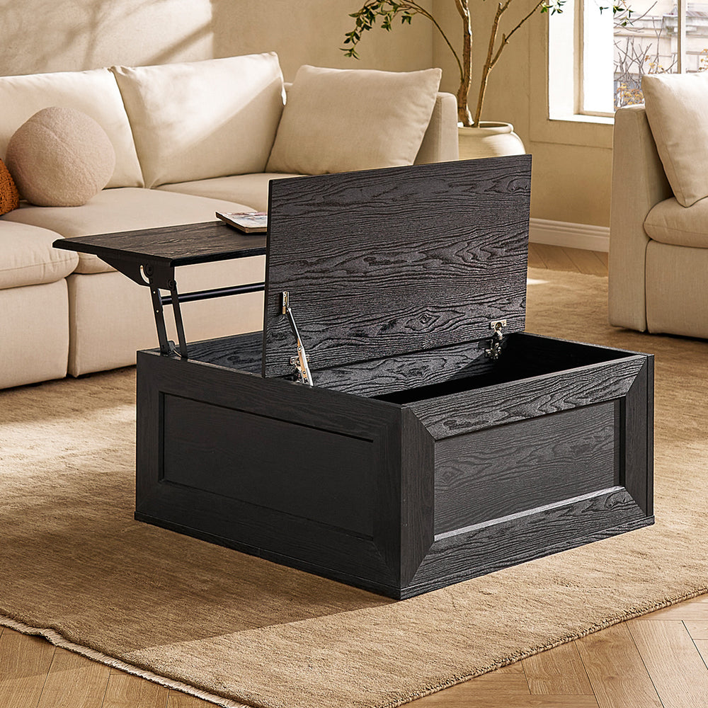 Blake Lift Top Chest Coffee Table with Storage, Black Oak – Mopio