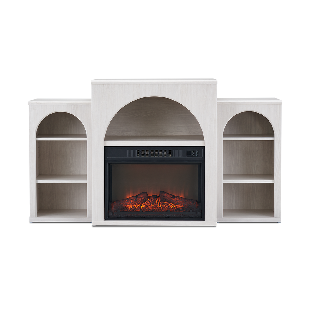 Blake 59" Electric Fireplace Mantel TV Stand, White Oak – Mopio