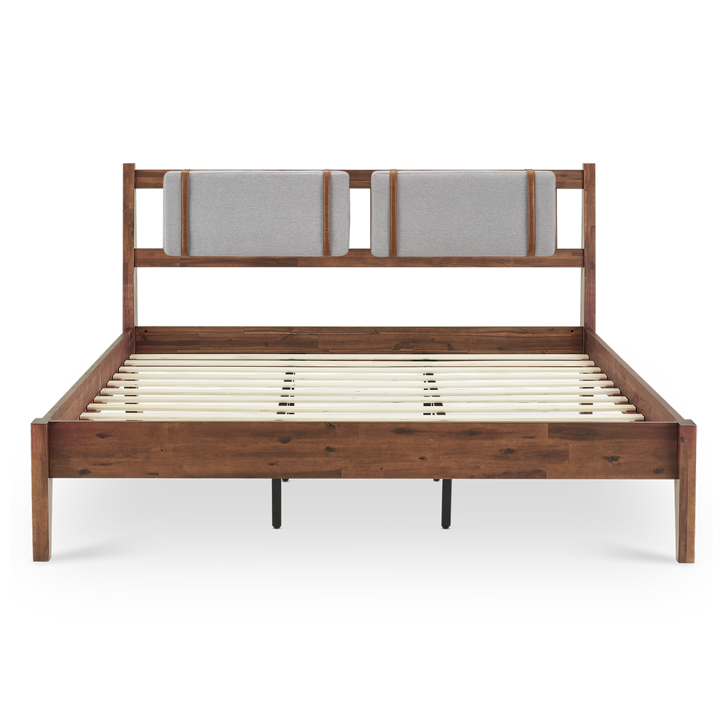 Ted Bed (King), Solid Acacia Wood Platform Bed with Removable Upholste ...