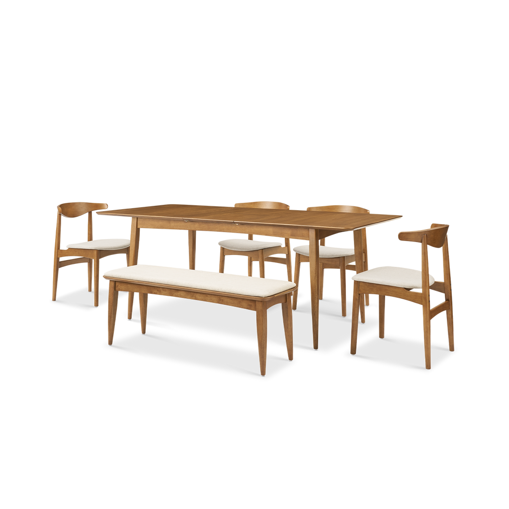 Retrovie Mid-Century Modern 63"-79" Extendable Dining Table Set for 6 ...