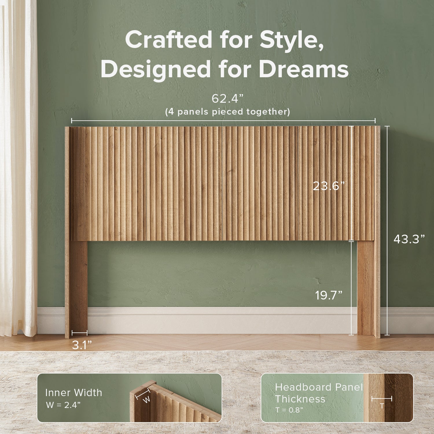 Brooklyn Headboard (Queen), Golden Oak – Mopio