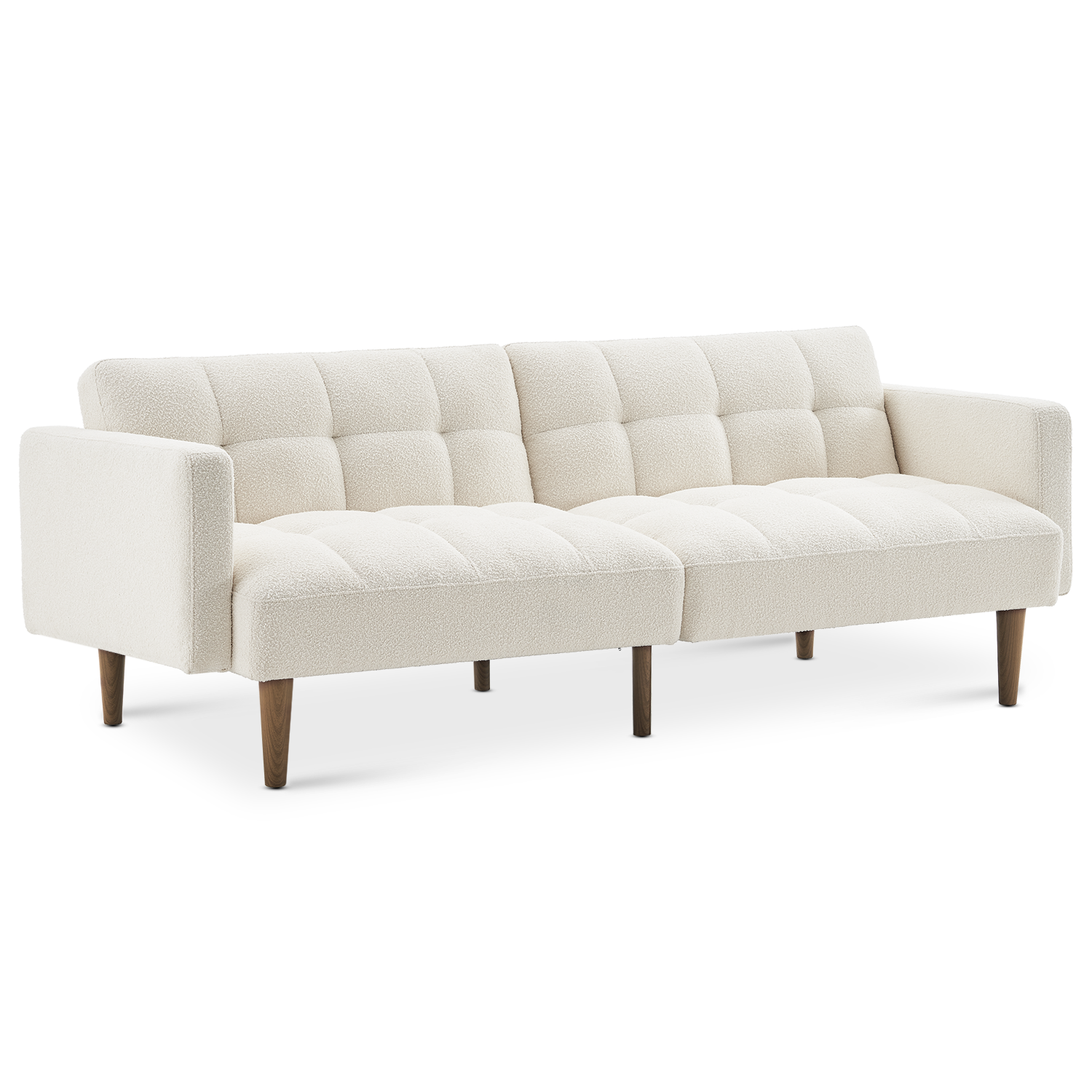 Aaron Futon Sofa Bed, Pearl White Boucle | Mopio