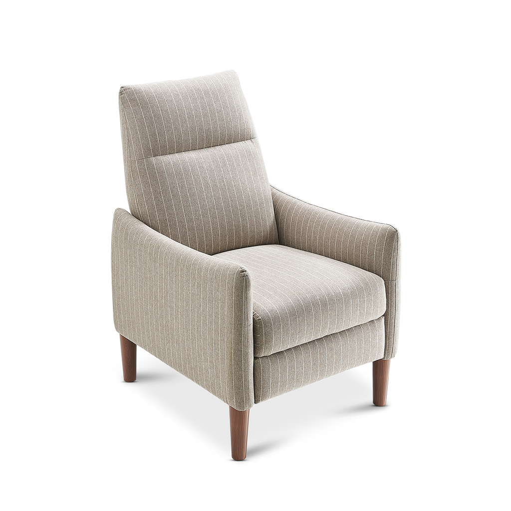 Arthur Recliner Chair, Taupe Stripe Jacquard | Mopio