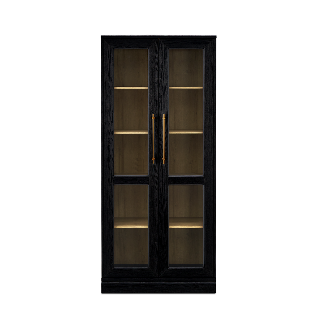 Blake Tall Acrylic Display Cabinet Angular, Black Oak – Mopio