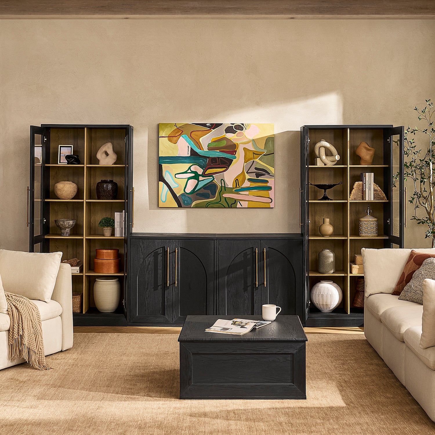 Blake Modular Storage Cabinet Arched, White Oak – Mopio