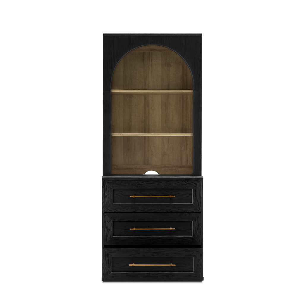 Blake 3 Drawer Dresser with Hutch, Black Oak – Mopio