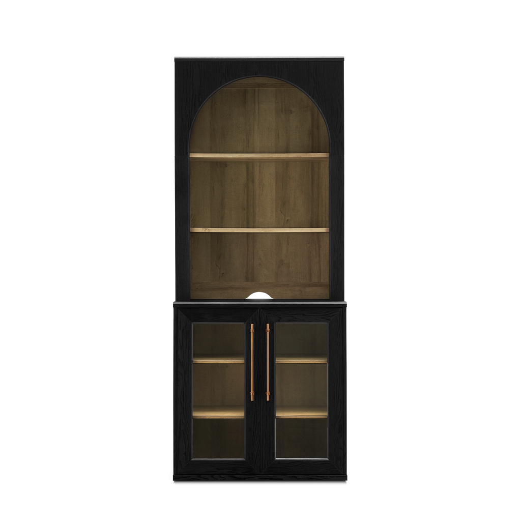 Blake Modular Storage Cabinet with Hutch Acrylic, Black Oak – Mopio