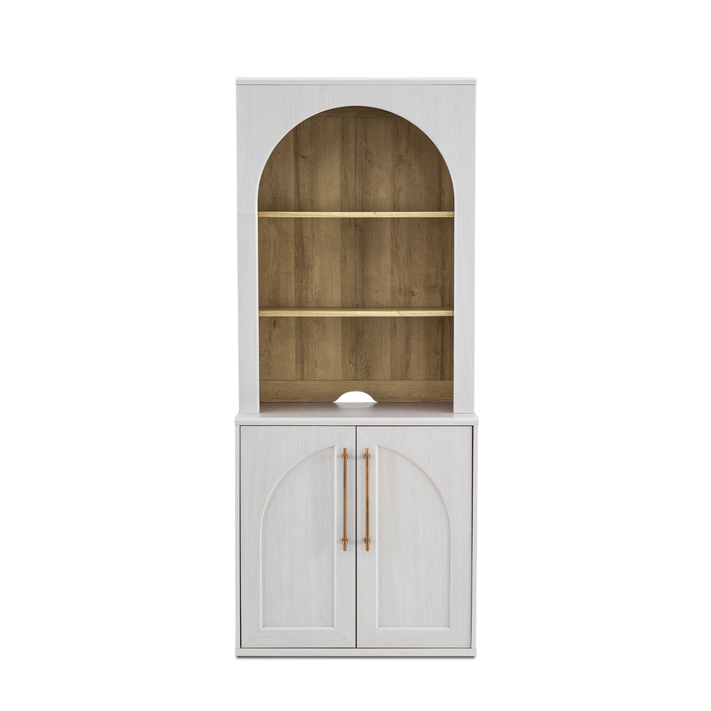 Blake Modular Storage Cabinet with Hutch Arched, White Oak – Mopio
