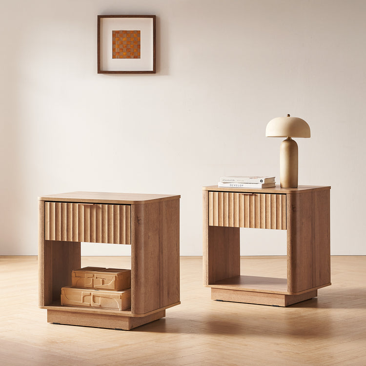 Brooklyn Side Tables (Pair) + Lift-top Coffee Table, Golden Oak Set – Mopio