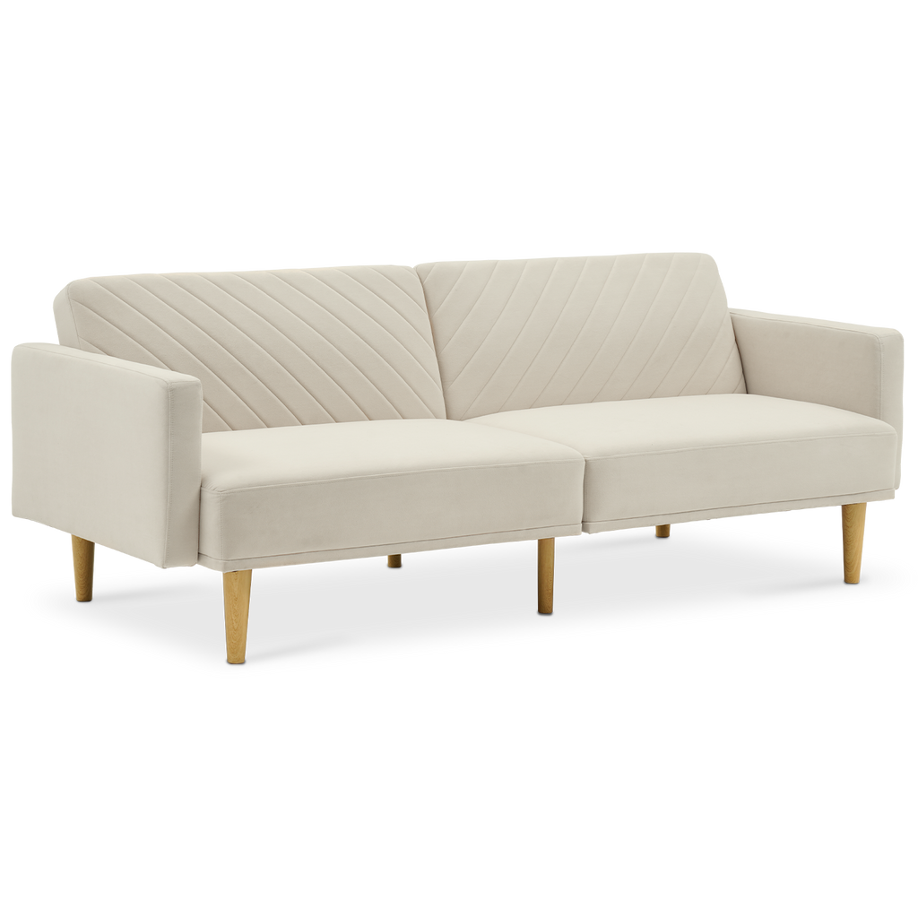 Chloe Futon Sofa Bed, Snow Velvet | Mopio