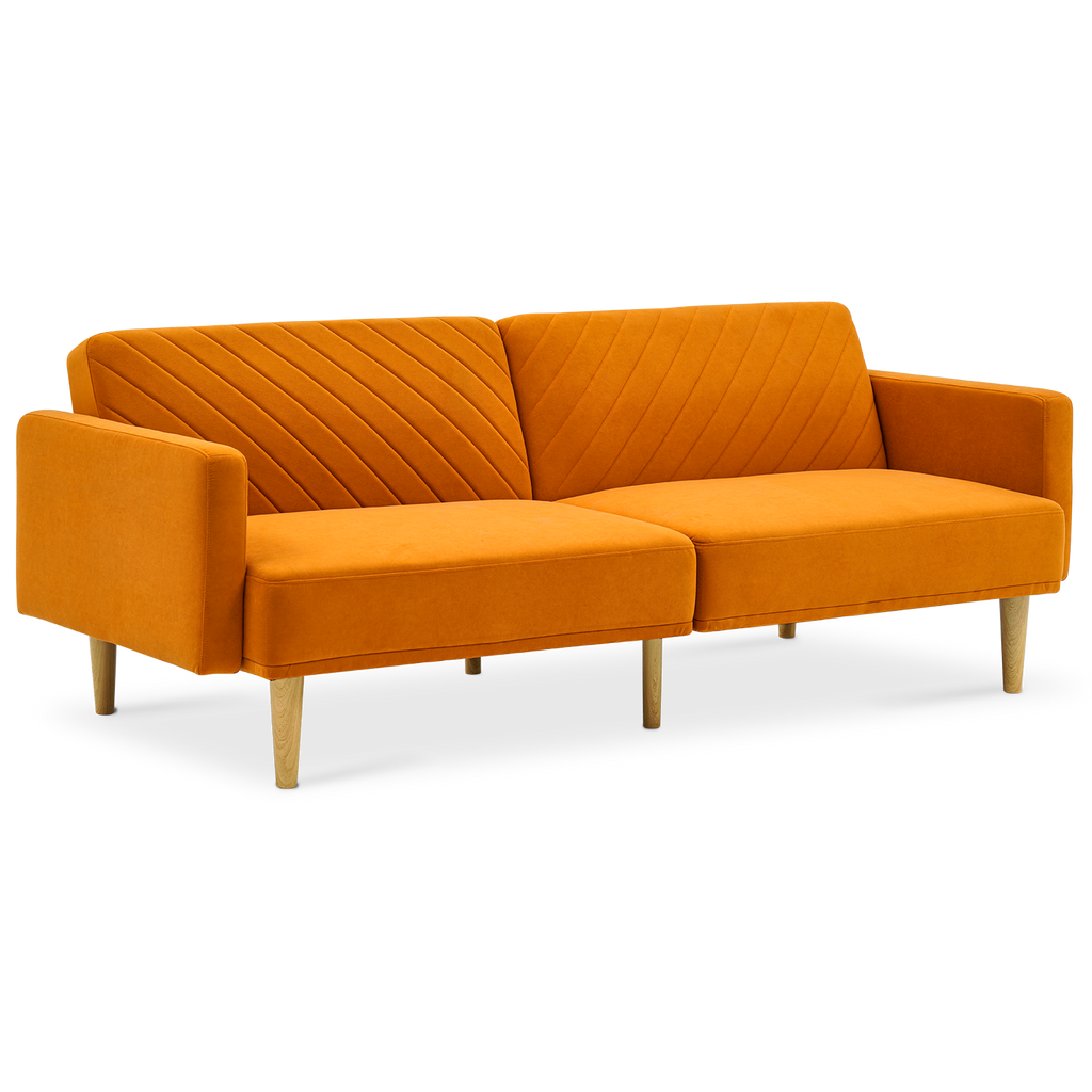 Chloe Futon Sofa Bed, Apricot Velvet | Mopio