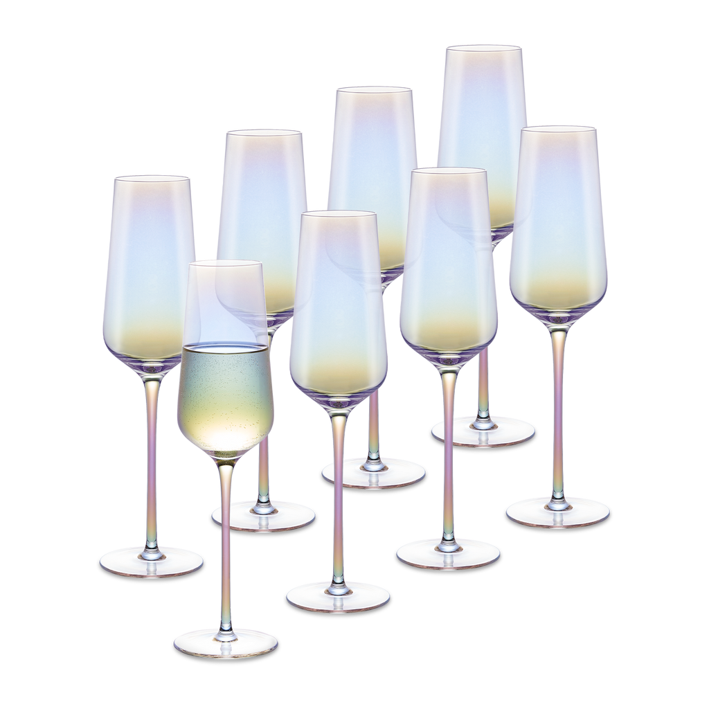 Enchant Champagne Glass Set of 8, Iridescent – Mopio
