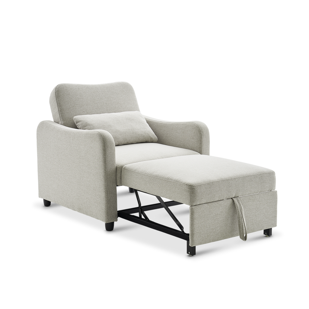 Sophie 4-in-1 Convertible Sleeper Chair, Light Gray Fabric – Mopio