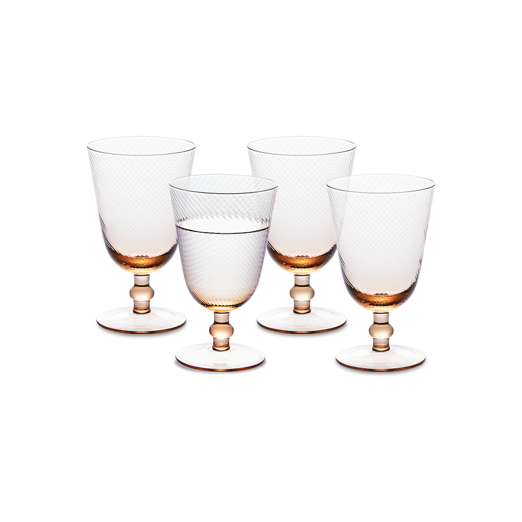 Zest Fluted Goblet Glass Set of 4, Peach – Mopio