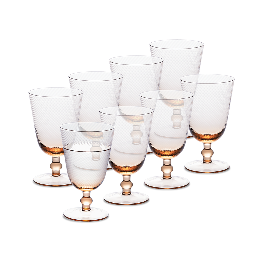 Zest Fluted Goblet Glass Set of 8, Peach – Mopio