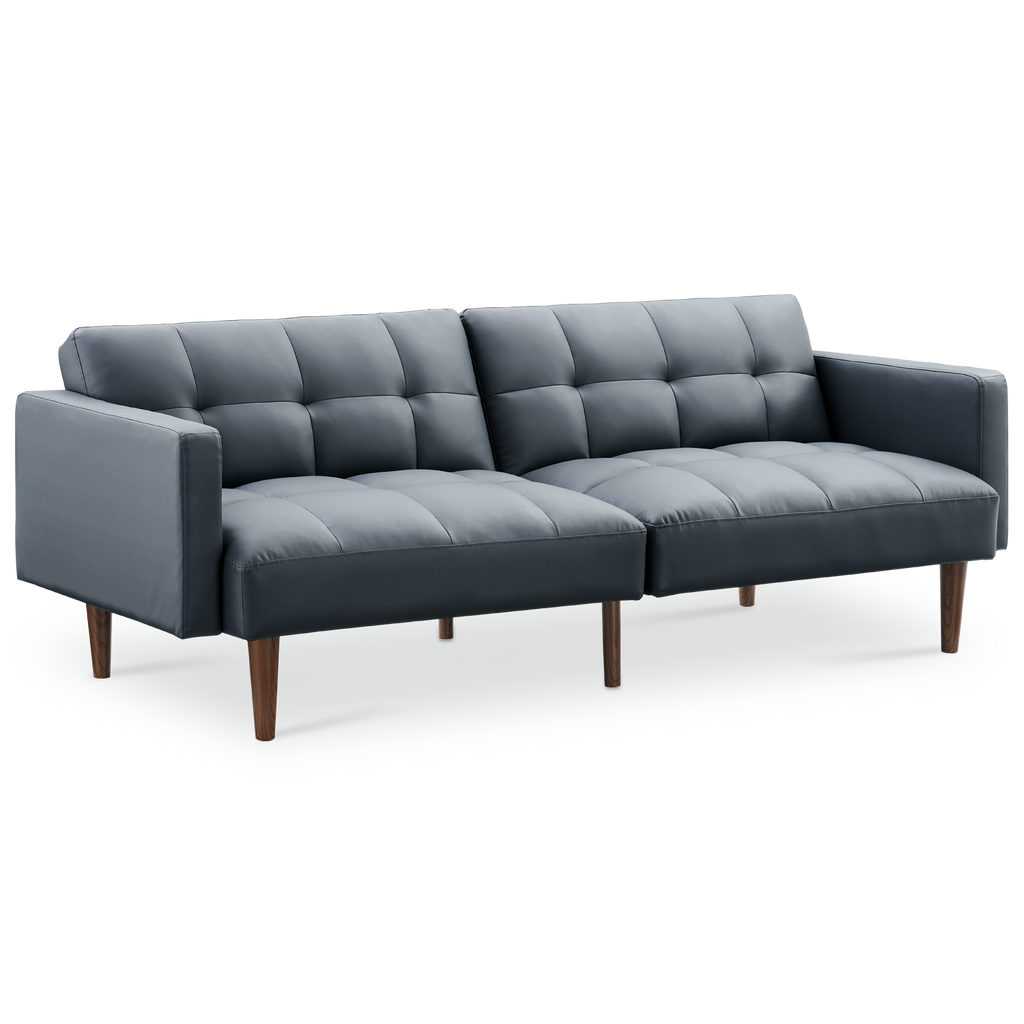 [Pre-order] Aaron Futon Sofa Bed, Cloud Gray Faux Leather – Mopio